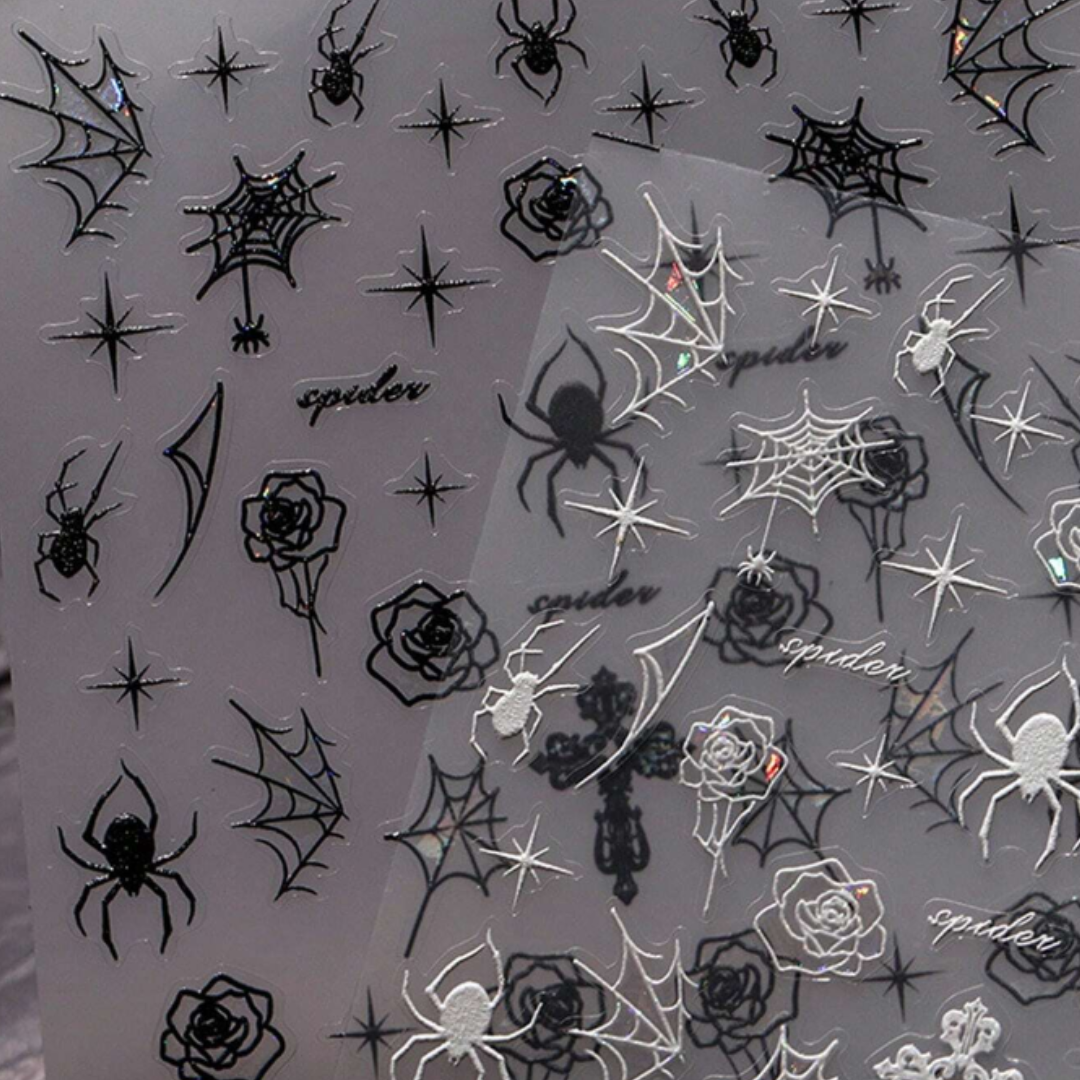 Spiders and Their Webs Stickers- 2 pack – The Essential Nail Supply